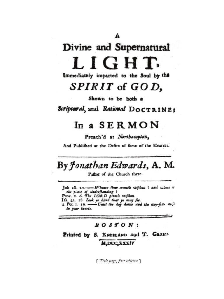 Edwards A Divine and Supernatural Light | PDF | Reason | Jesus