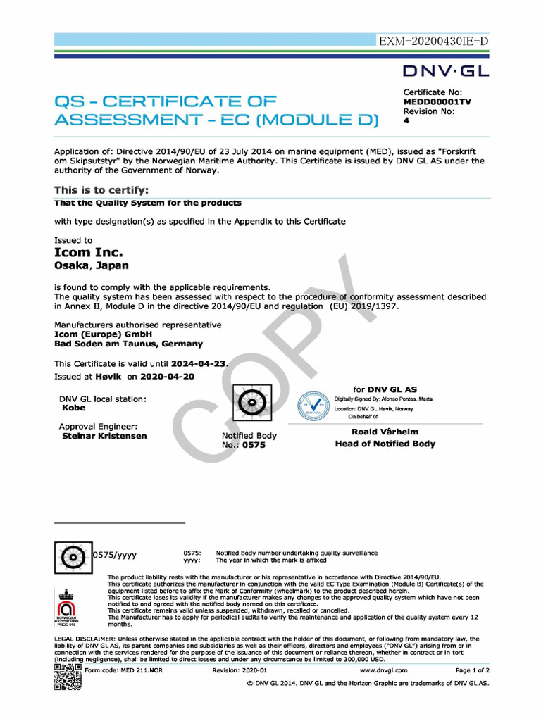 Icom GM-600 Type Approval | PDF