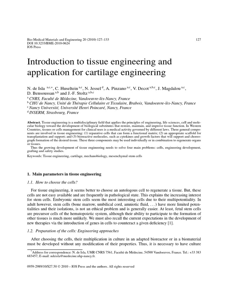 Introduction to Tissue Engineering Article | PDF | Tissue Engineering | Cartilage