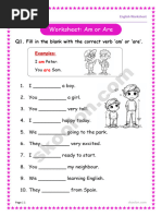 Am, Is, Are Worksheet for Kids | PDF