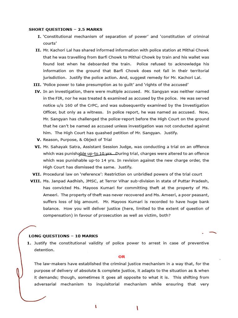 Model Question | PDF | Trials | Bail