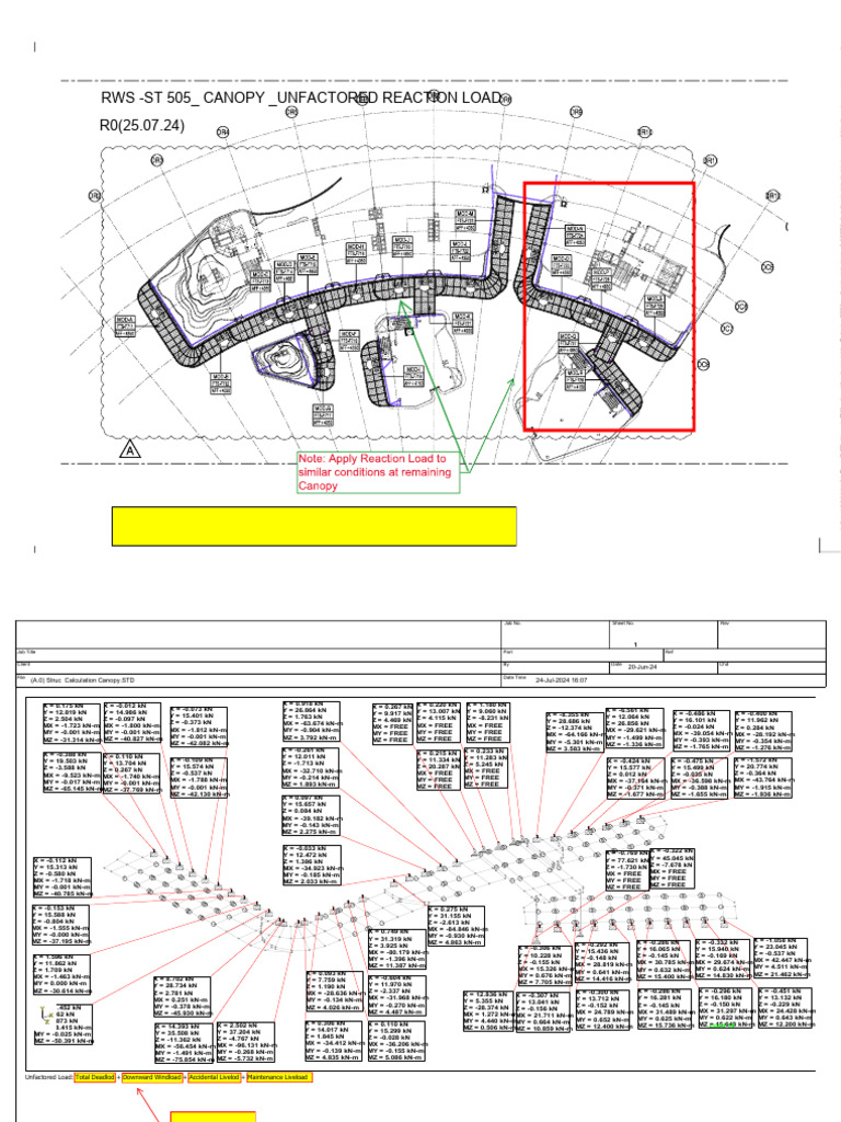 RWS - ST 505 - Unfactored Reaction Load - Canopy Comm | PDF