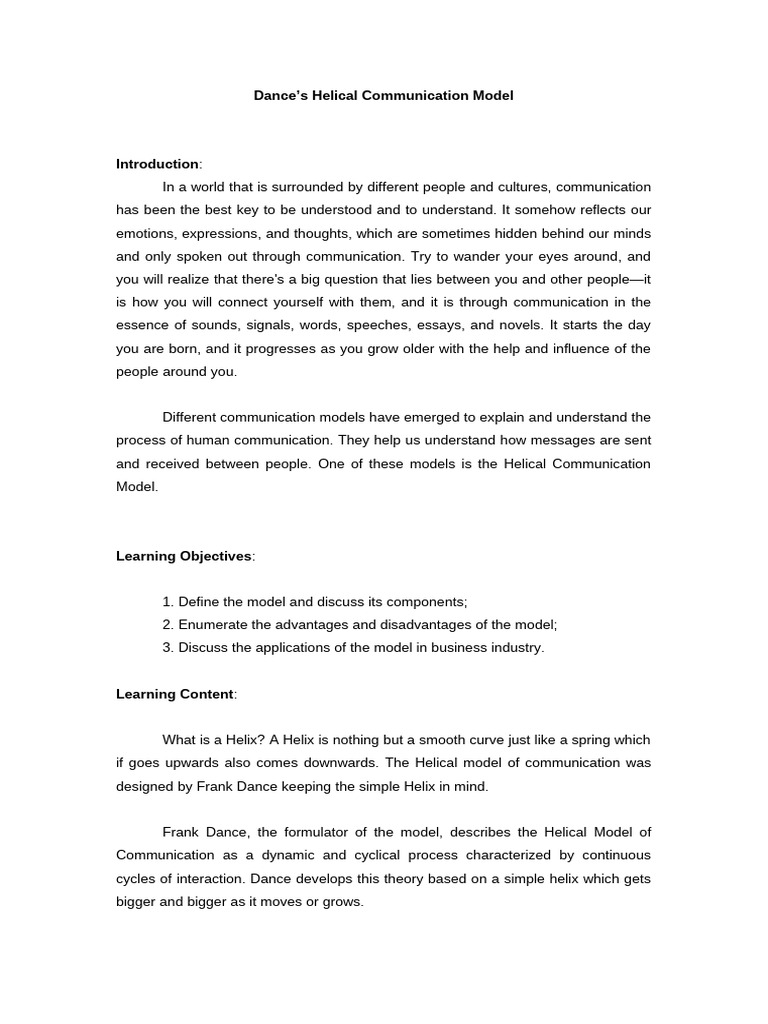 Dance's Helical Communication Model | PDF | Communication | Helix