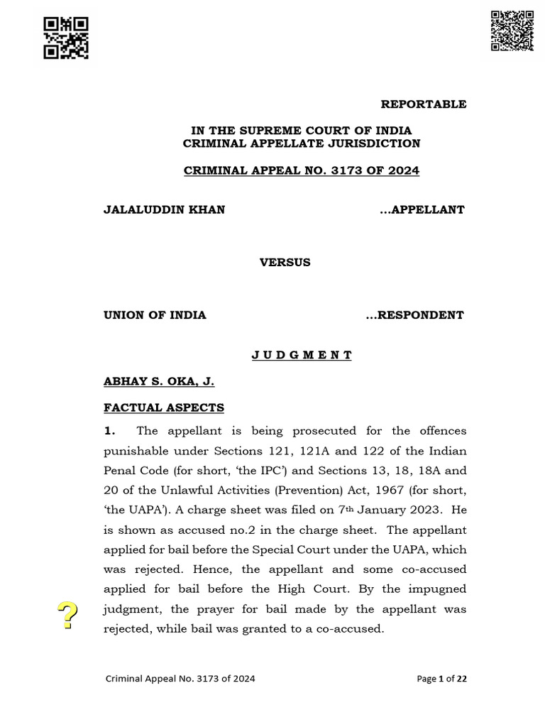 Reportable in The Supreme Court of India Criminal Appellate ...