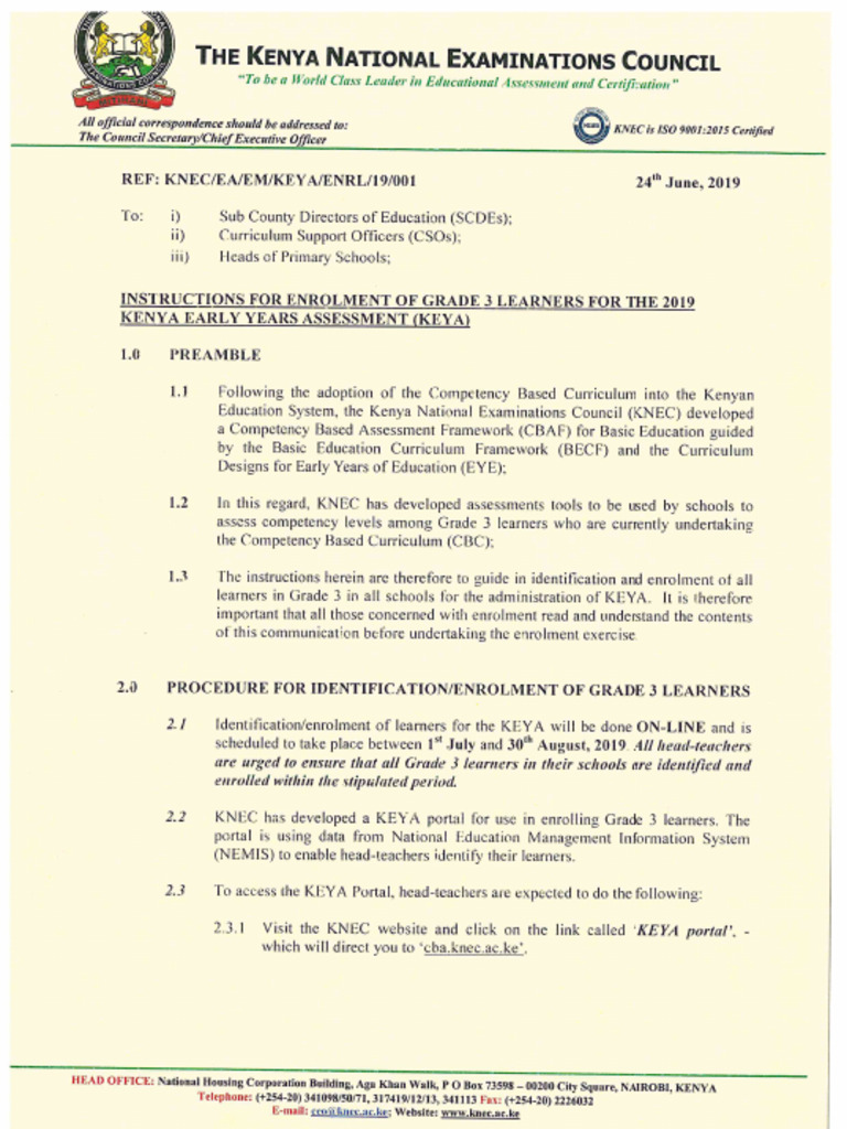 Registration of Grade 3 Learners For Keya | PDF