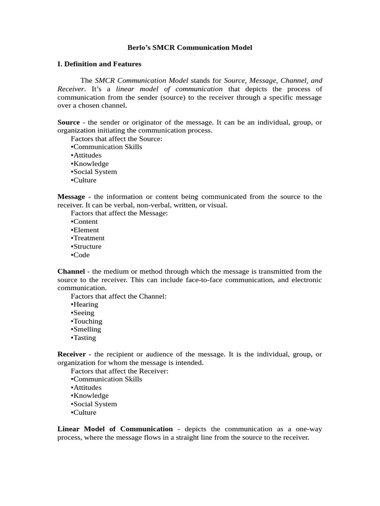 SMCR-Communication-Model-1 | PDF | Communication | Cognition
