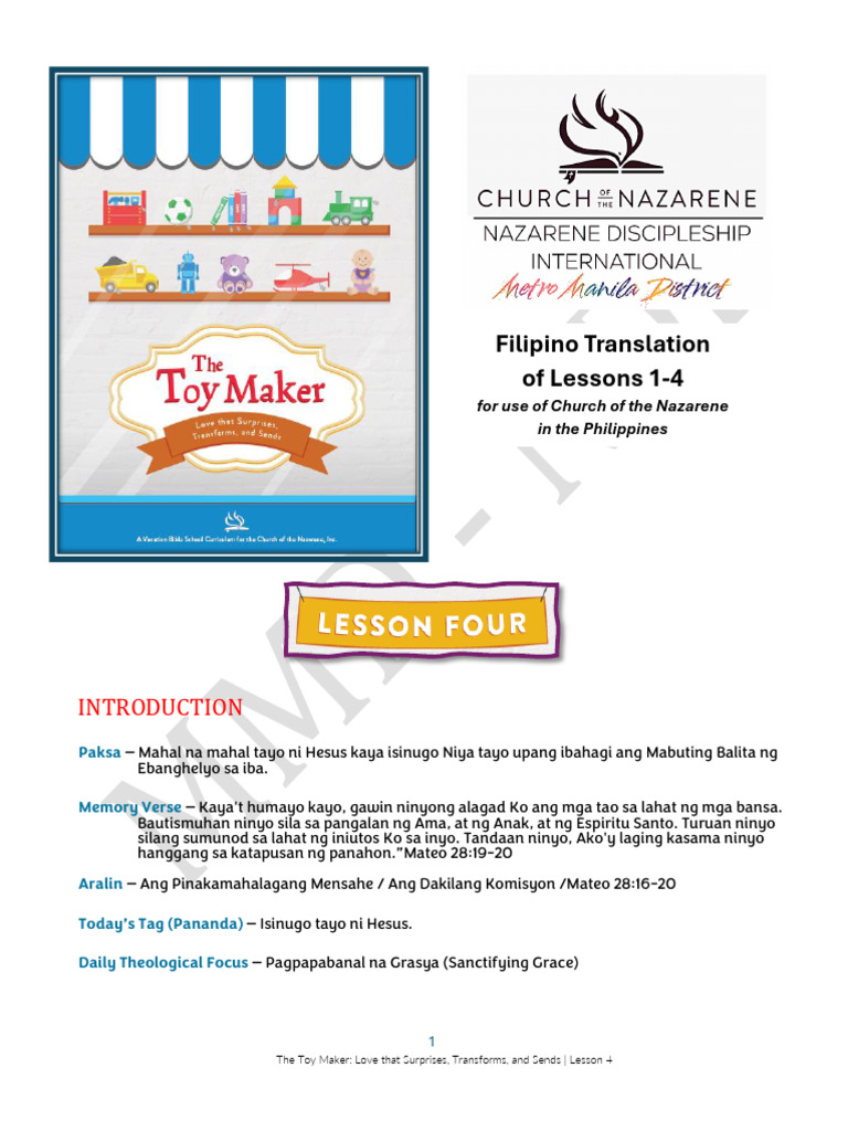 The Toymaker Filipino Translation Lesson 4 | PDF