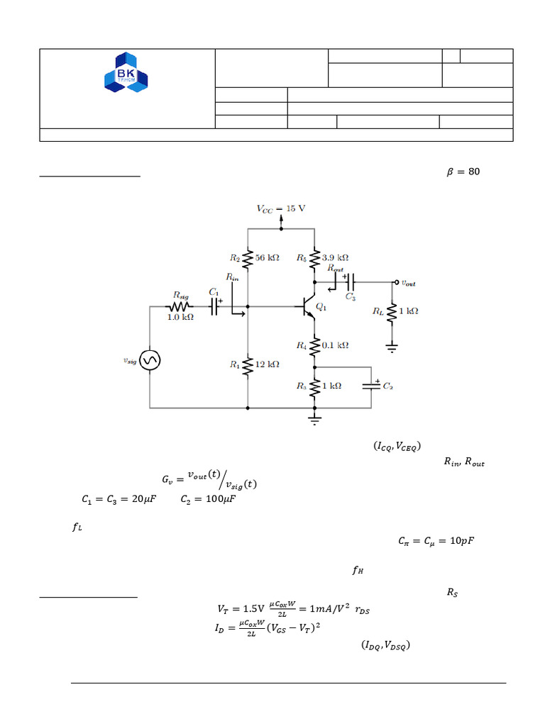 Advanced Program - Electronic Circuits - Midterm Exam 2023 | PDF ...