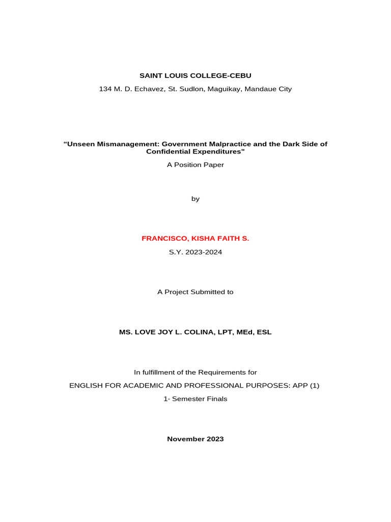 Position Paper | PDF | Philippines | Government