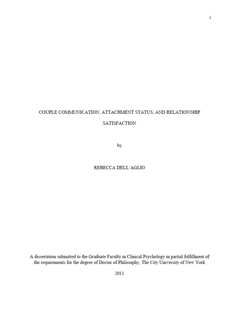 Couple Communication Attachment Status And Relationship Satisfaction Pdf Attachment Theory