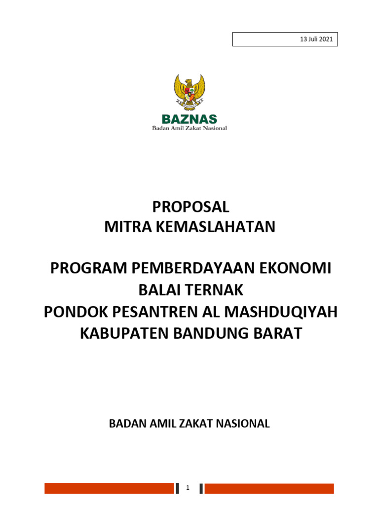 PROPOSAL PERMOHONAN PROGRAM PEMBERDAYAAN EKONOMI BALAI TERNAK PONPES AL ...