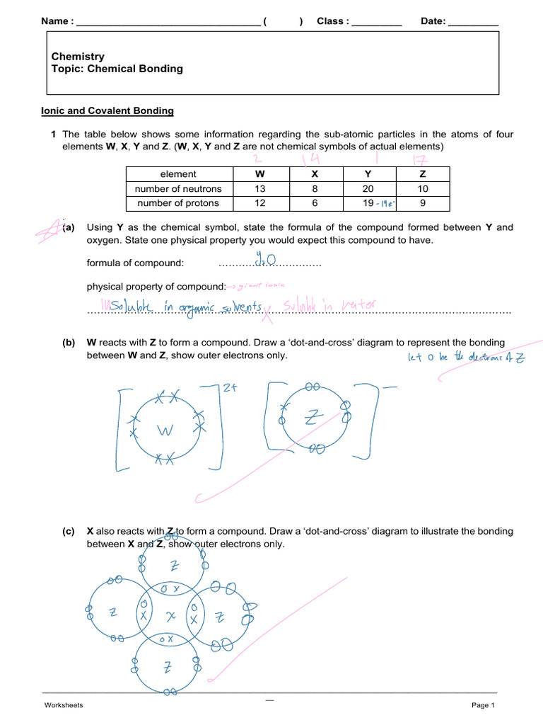 Chemical Bonding Worksheet (QP) | PDF | Chemical Compounds | Chemical Bond