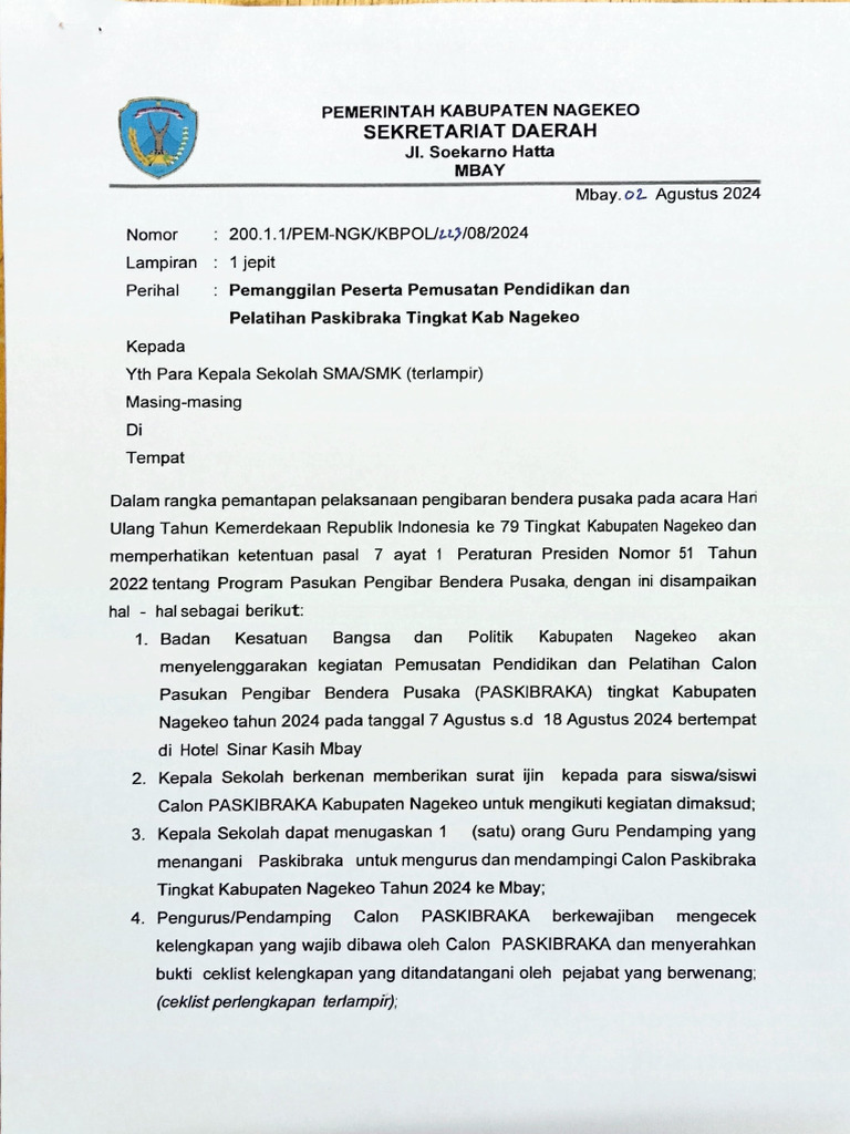 Surat Pemanggilan Capas 2024 | PDF