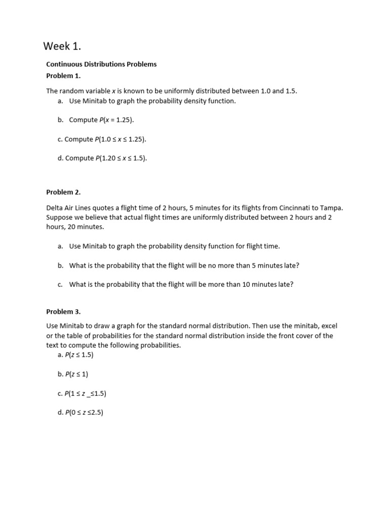 Week 1 - Continuous Distributions Problems | PDF | Emergency Department ... Week 1 - Continuous Distributions Problems | PDF | Emergency Department ...