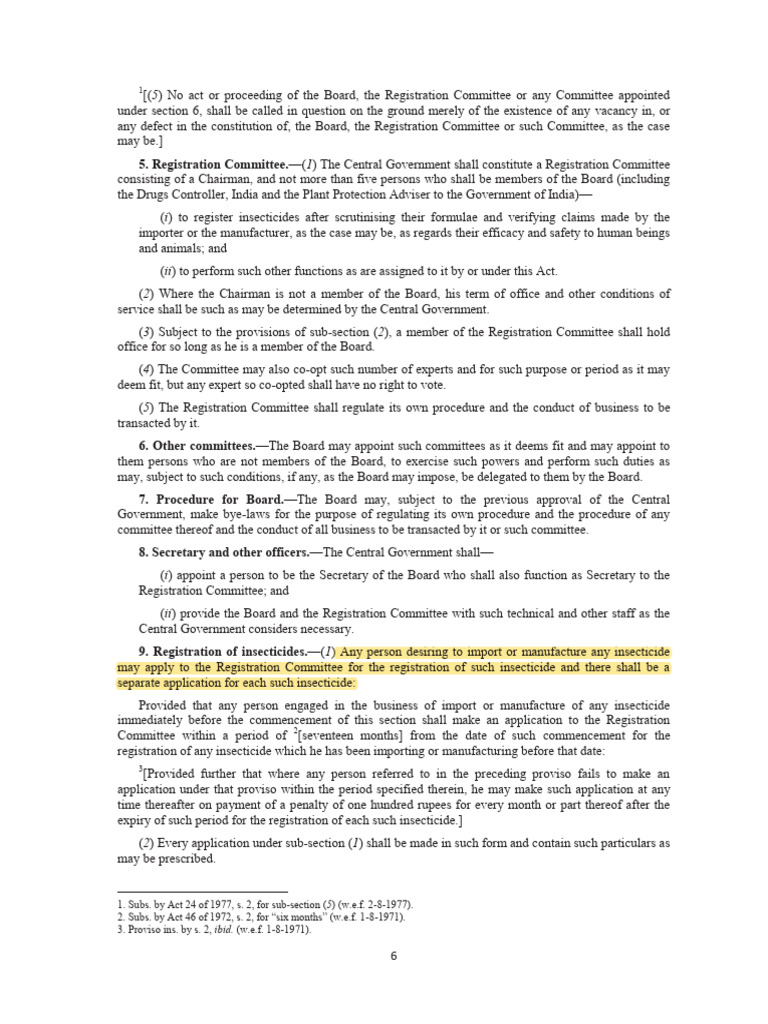 Insecticides Act 1968 Overview | PDF | Board Of Directors | Legal Documents