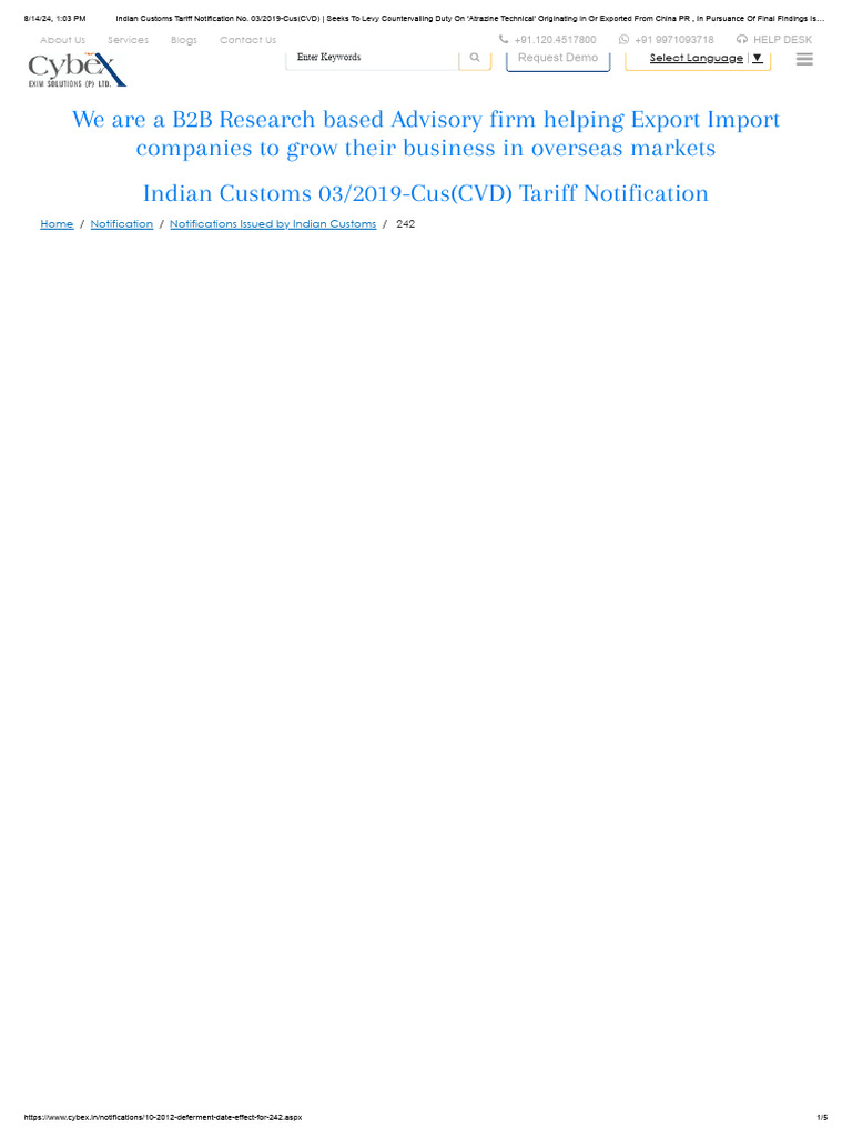 Indian Customs Tariff Notification No. 03_2019-Cus(CVD) _ Seeks To Levy ...