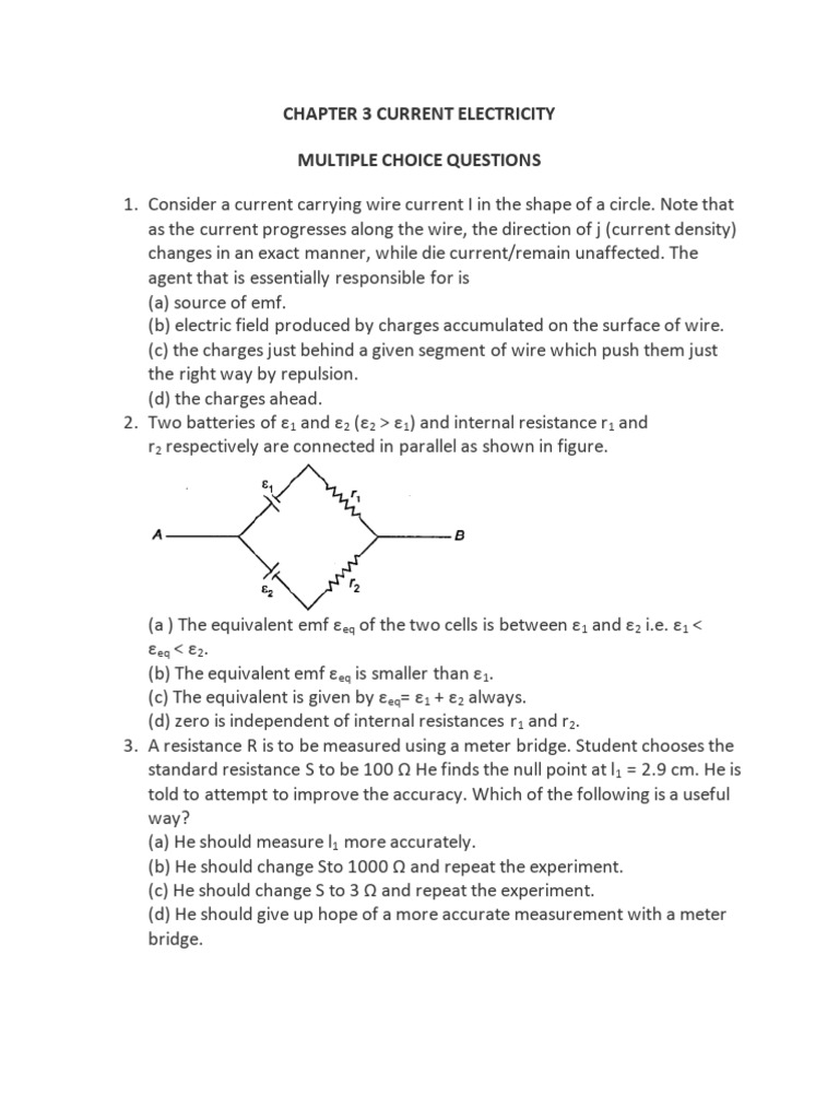 Chapter 3 Current Electricity | PDF | Electrical Resistance And Conductance | Voltage