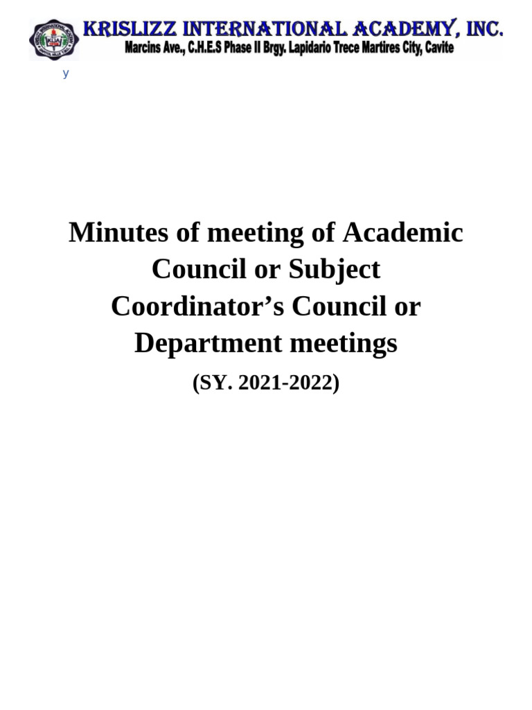 Academic Council Meeting Minutes 2021-2022 | PDF | Schools ...