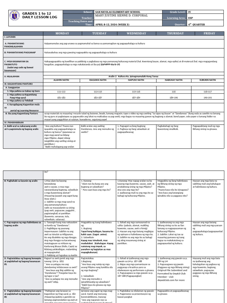 Cot Q4 Esp Justine Corporal | PDF