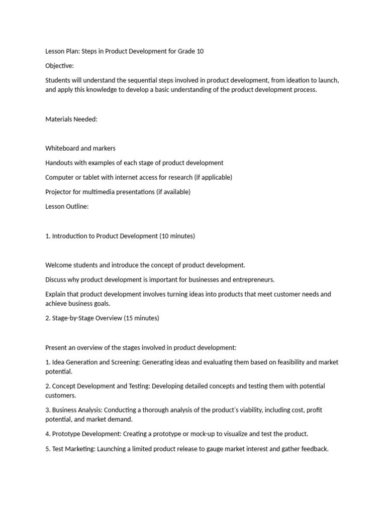 Lesson Plan Concept Development | PDF | Educational Assessment | Prototype