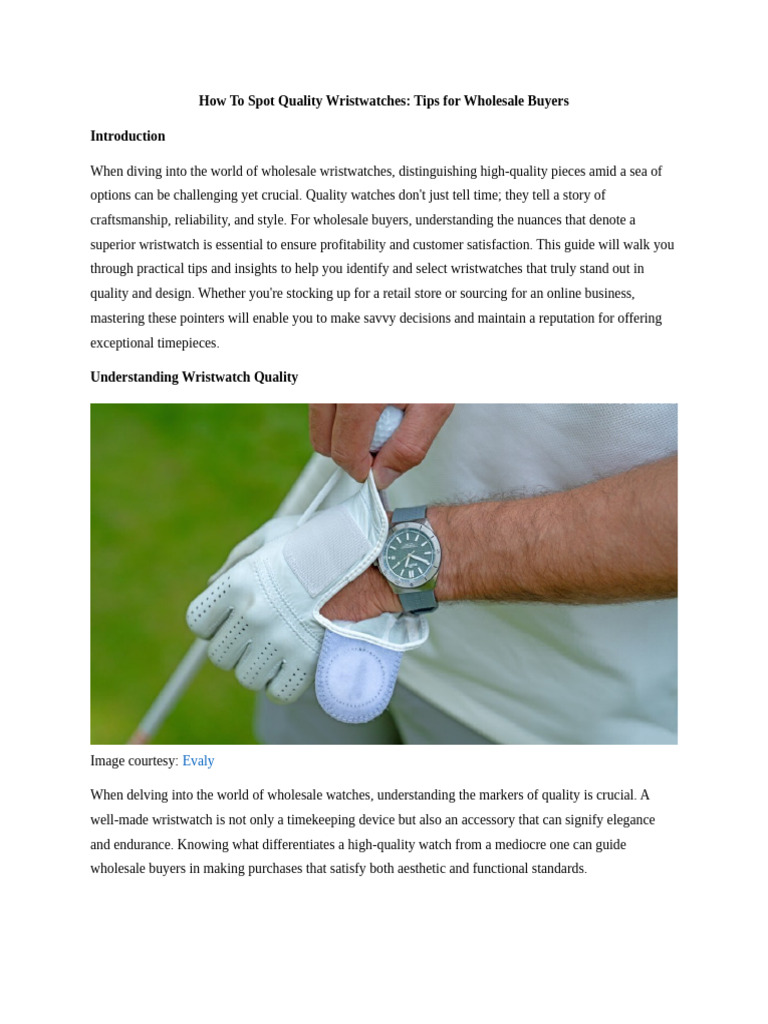 How To Spot Quality Wristwatches | PDF | Watch | Brand