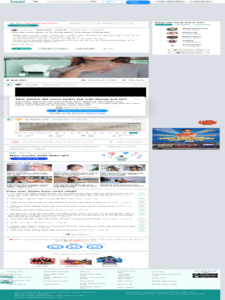 Chứng minh rằng K là trung điểm của đoạn thẳng BC - Toán học Lớp 9 - Bài tập Toán học Lớp 9 ...