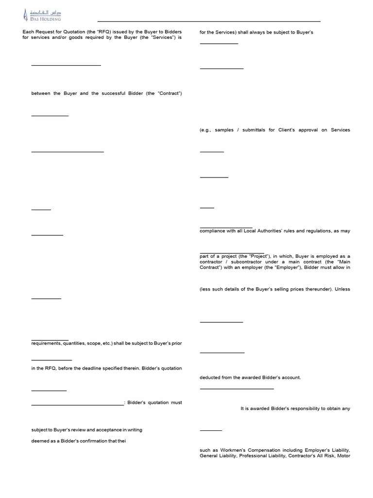 T&C of RFQ - Services | PDF | Liability Insurance | Insurance