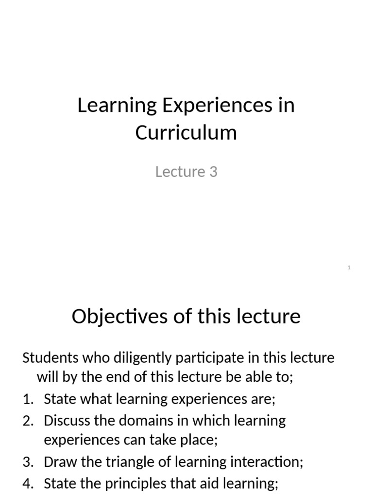 Learning Experiences in The Curriculum | PDF | Learning | Experience