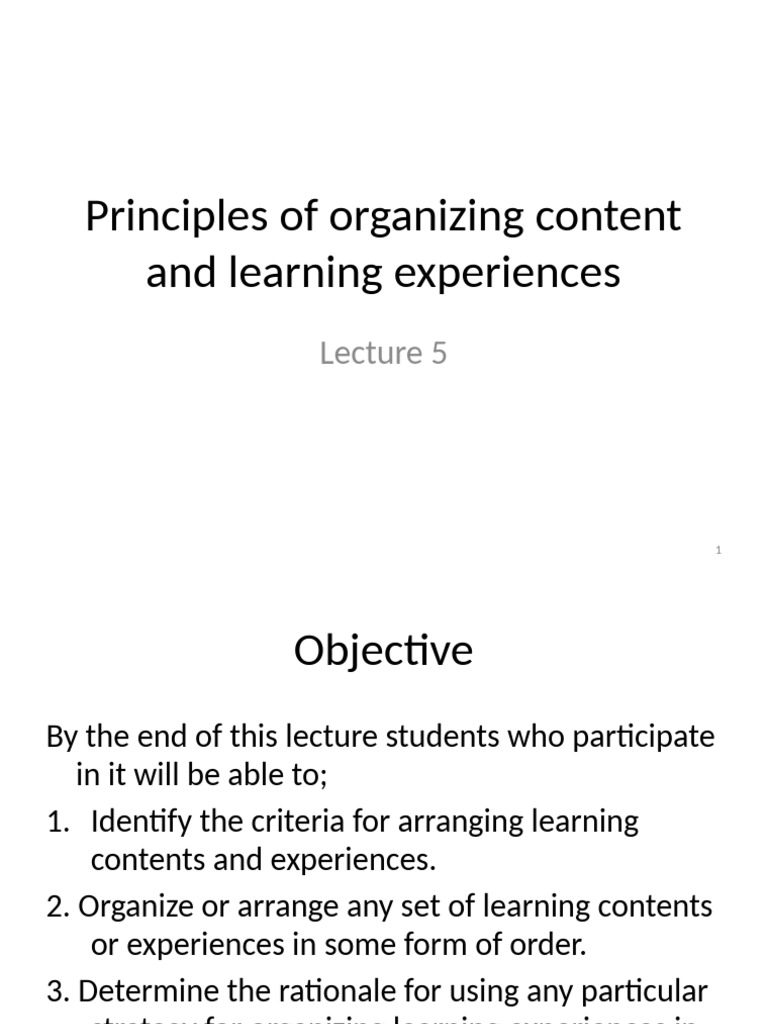 Organizing Learning Content Strategies | PDF | Curriculum | Learning