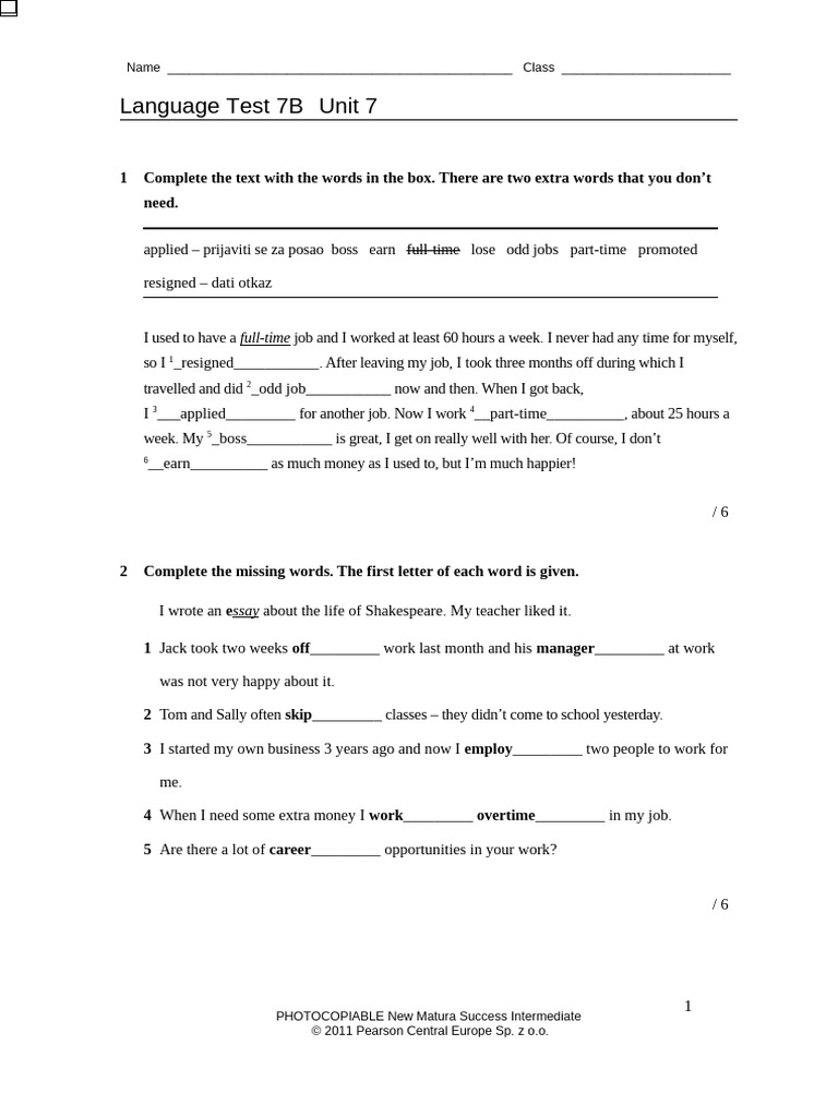 Language Test 7B | PDF