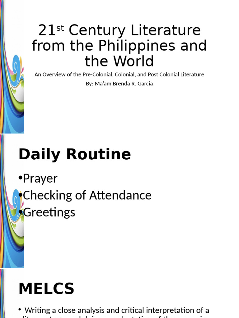 21stcentury - An Overview of PreColonial, Colonial and Post Colonial ...