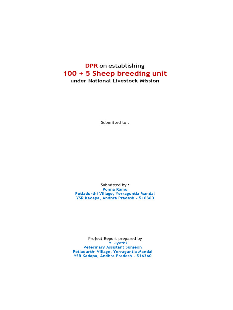 100+5 Sheep Breeding Unit Project Report | PDF | Sheep | Livestock