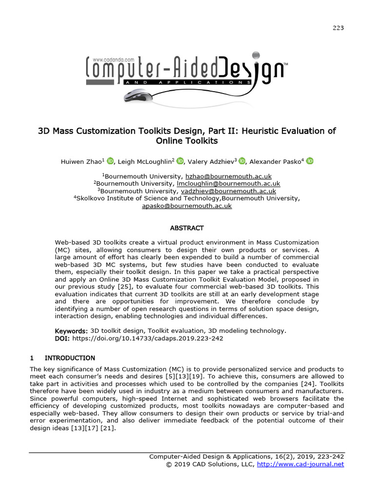 Heuristic Evaluation of 3D Toolkits | PDF | Computer Aided Design | 3 D ...