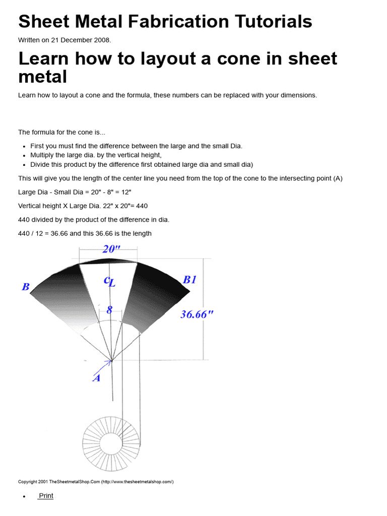Learn How To Layout A Cone in Sheet Metal | PDF | Teaching Methods ...