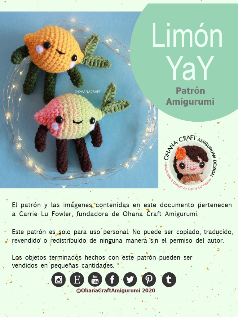 Lemon YaY Patrón | PDF | Amigurumi | Tejidos Figurados