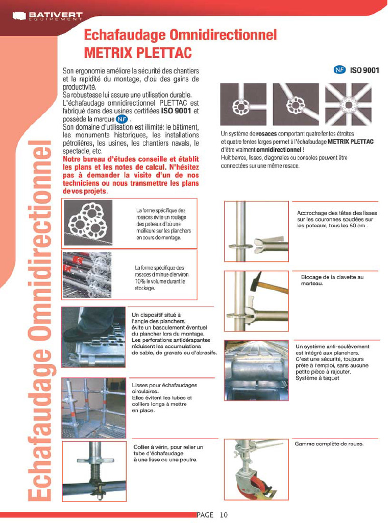 Echafaudage Omnidirectionnel METRIX PLETTAC de BATIVERT | PDF