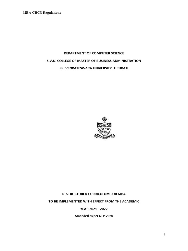 Mba Revised Syllabus 2021 1 | PDF | Marketing | Economics