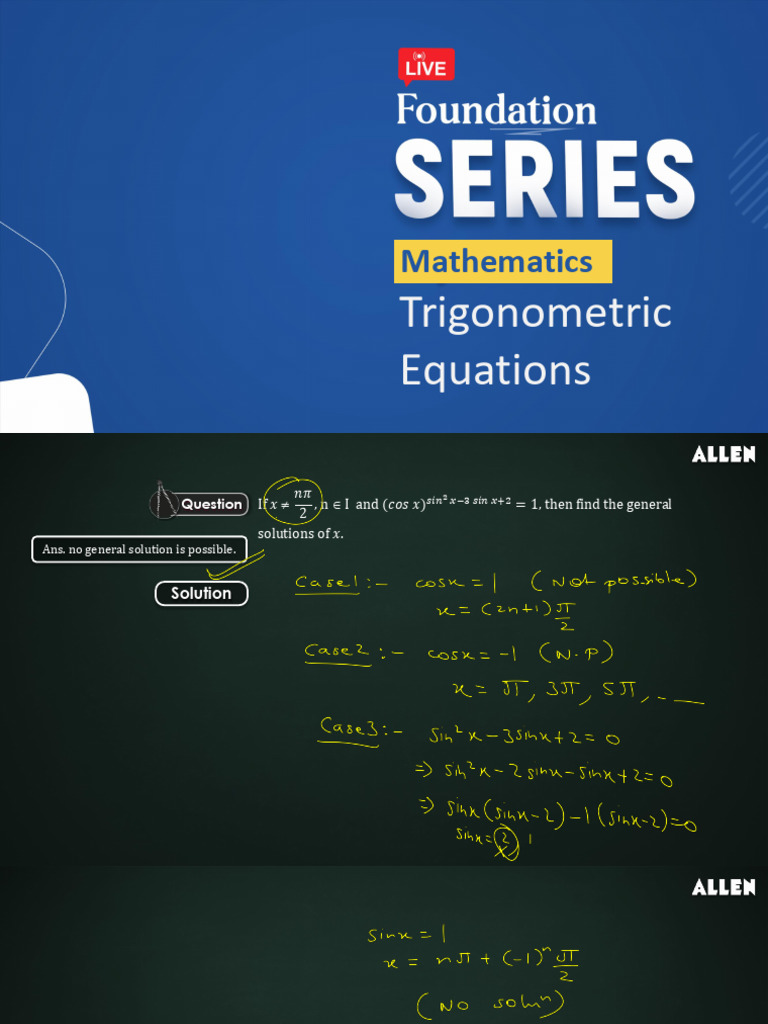 Trigonometric Equations | PDF | Equations | Quadratic Equation