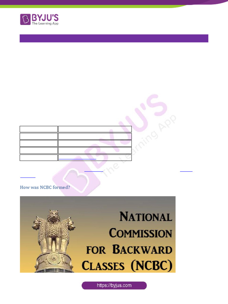 National Commission For Backward Classes NCBC | PDF | Politics Of India ...