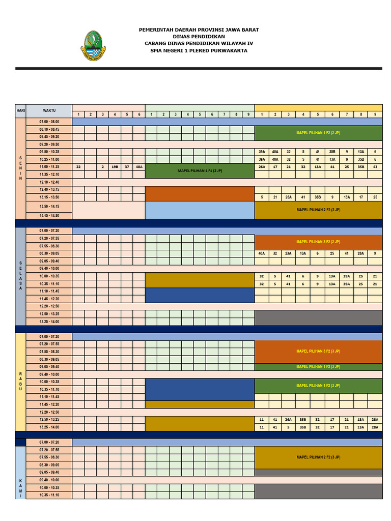 Jadwal Pelajaran 2024-2025 Revisi AGSTS 1 | PDF