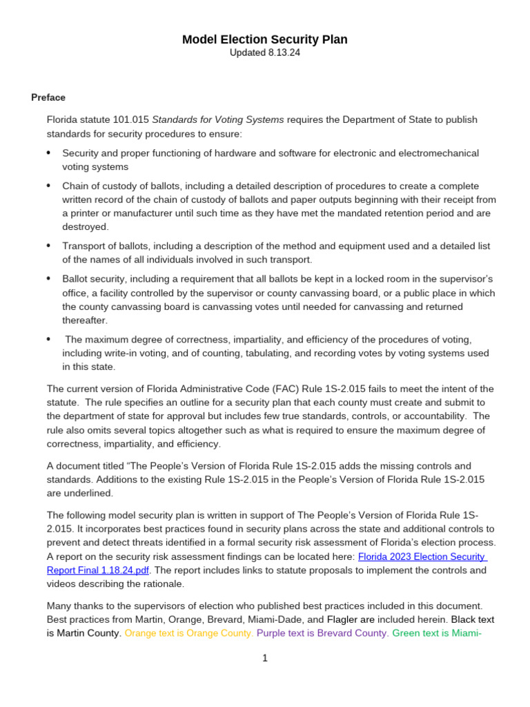 Model Elections Security Plan v27 | PDF | Social Science