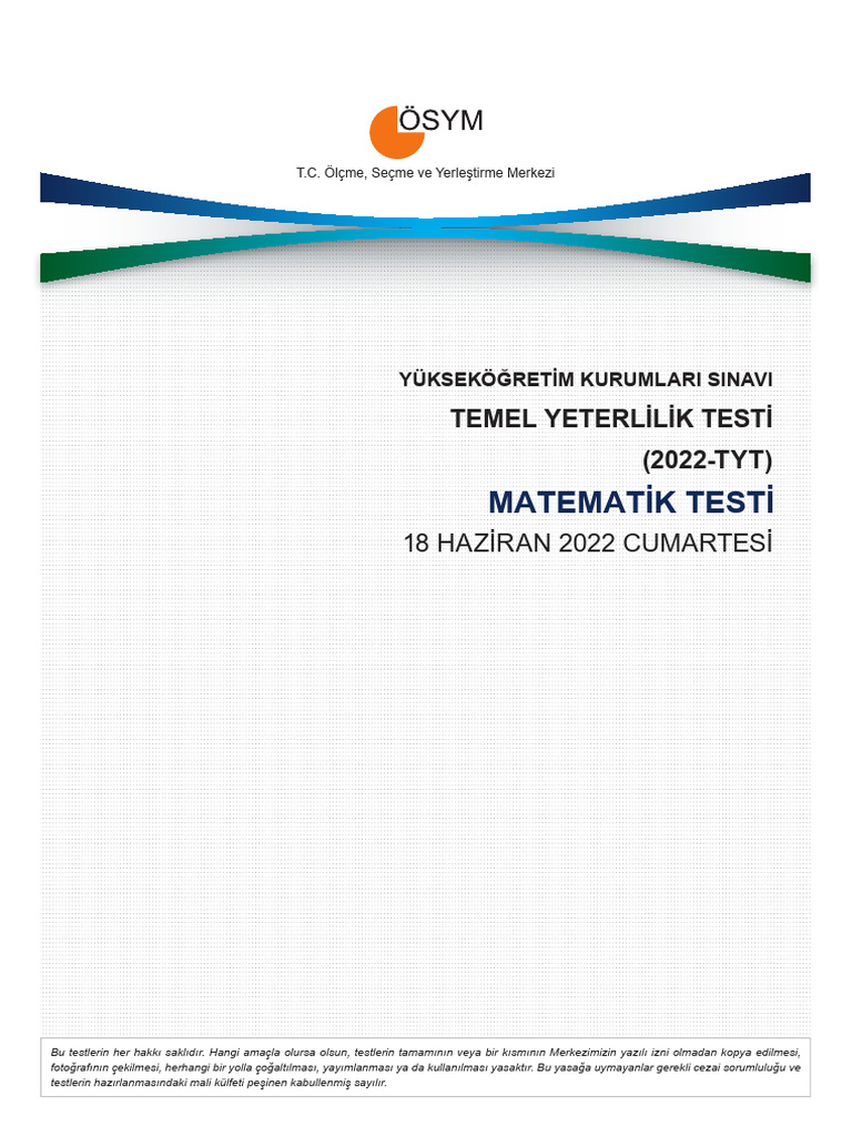 2022 Tyt Matematik Cikmis Sorular | PDF