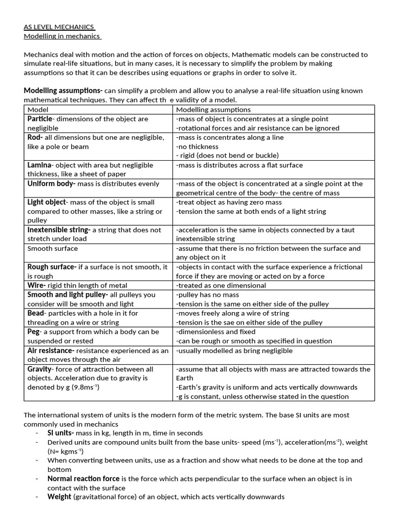 AS LEVEL MECHANICS | PDF | Velocity | Acceleration