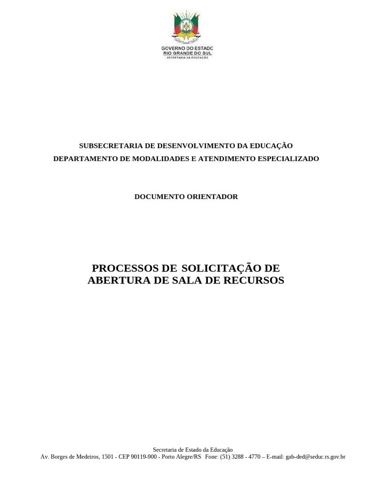 Documento Orientador - Abertura Sala de Recursos - 2023 | PDF ...