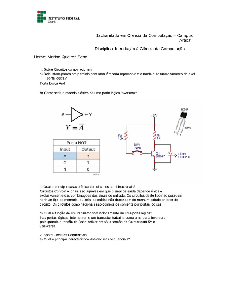 2022 Mai11 - Avaliação 02 Int CC | PDF | Rede elétrica | Eletrônicos