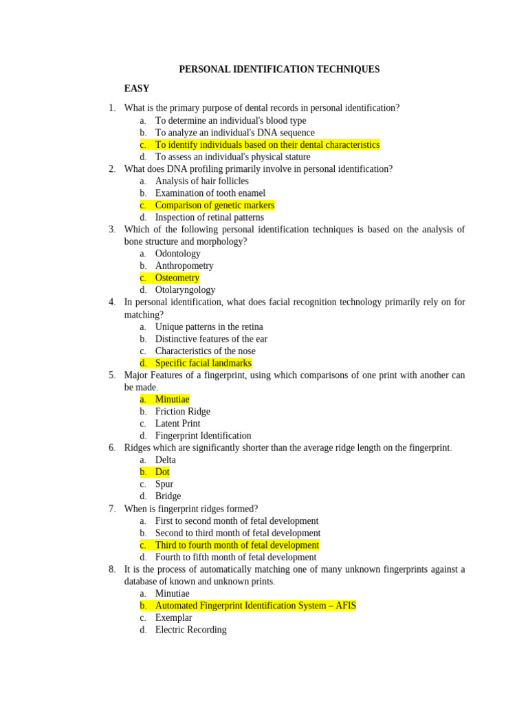 Personal Identification Techniques (Loyola, Carl) | PDF | Fingerprint ...