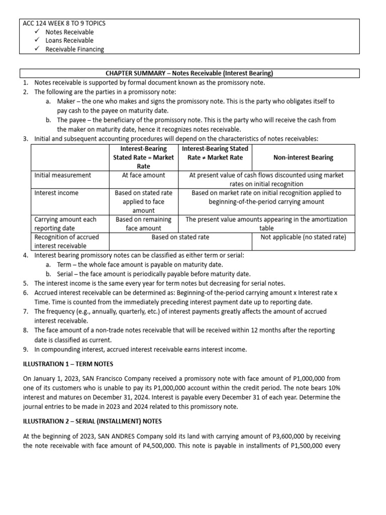 Week 8 To 9 Handout | PDF | Loans | Present Value