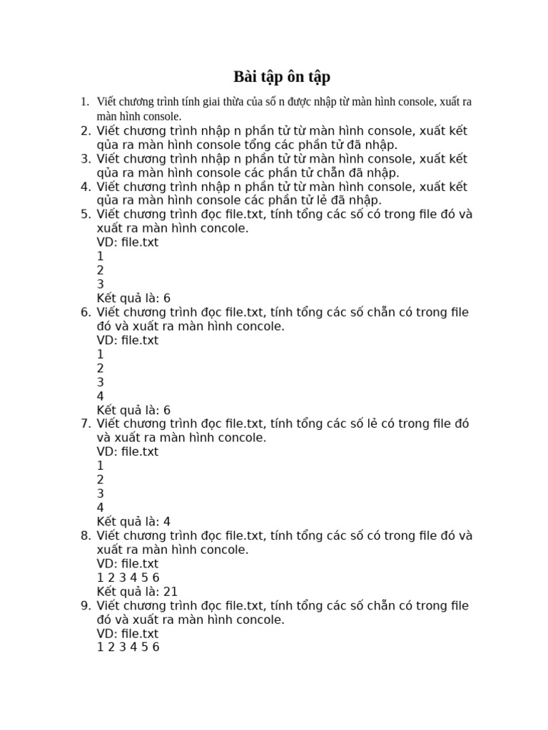 Bai Tap On Tap Java | PDF