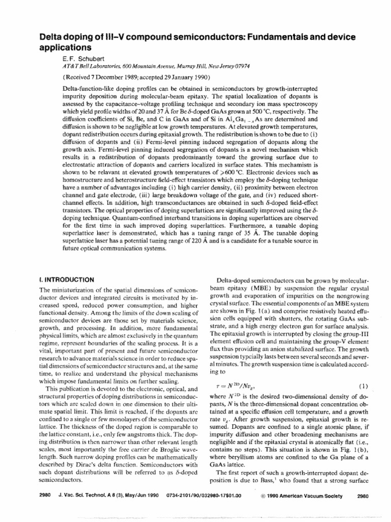 1990 Schubert (JVST) Delta Doping of III V Compound Semiconductors ...
