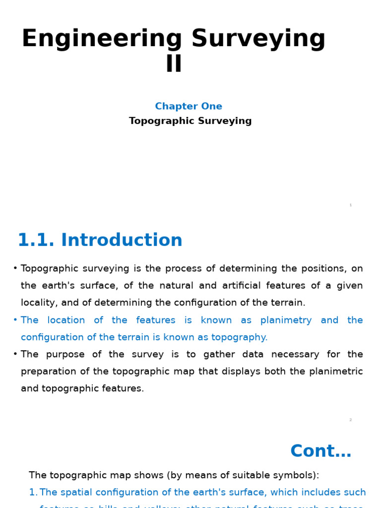 Chapter 1 Topographic Surveying | PDF | Topography | Contour Line